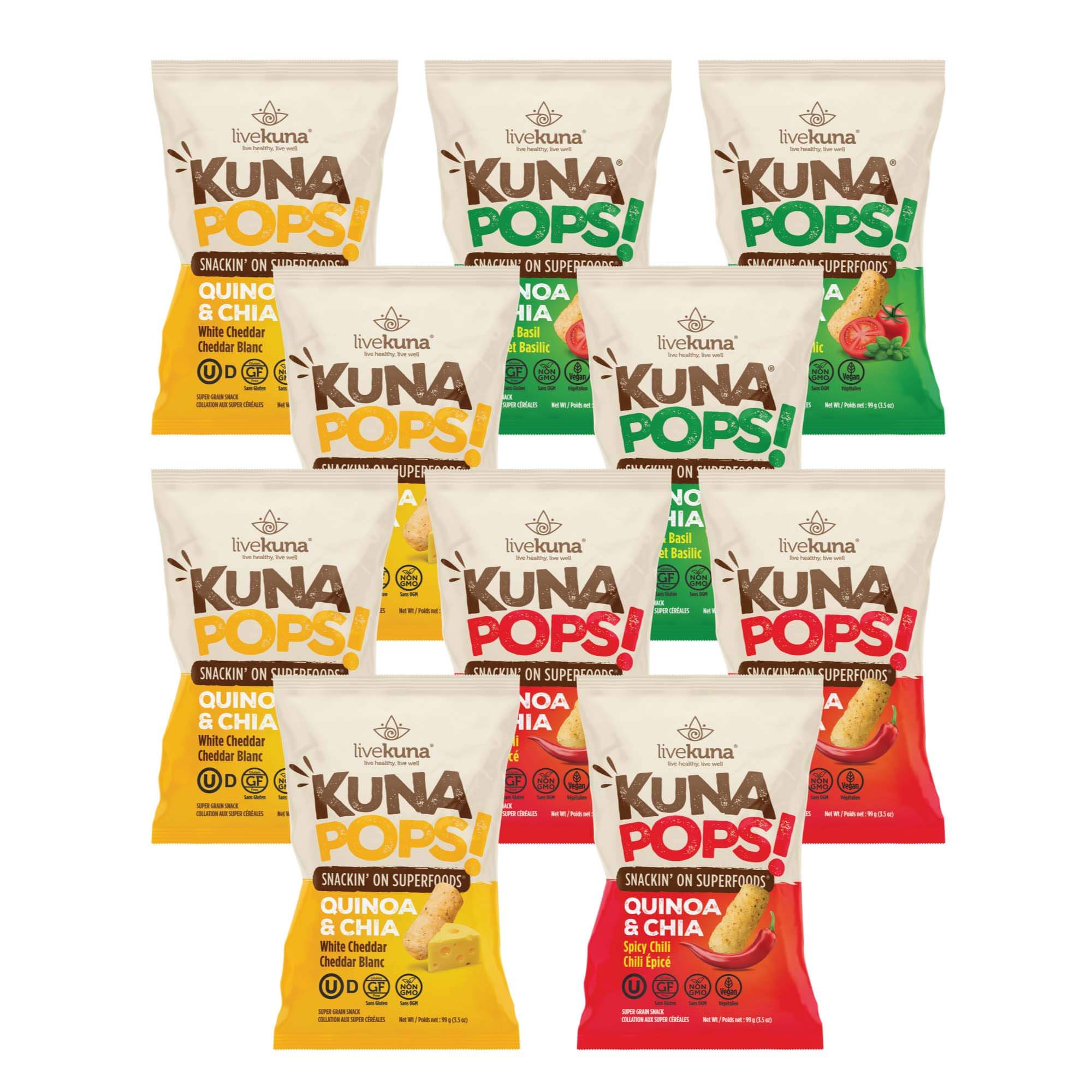 Superfood Puffs Variety Pack X10 Livekuna® Superfoods
